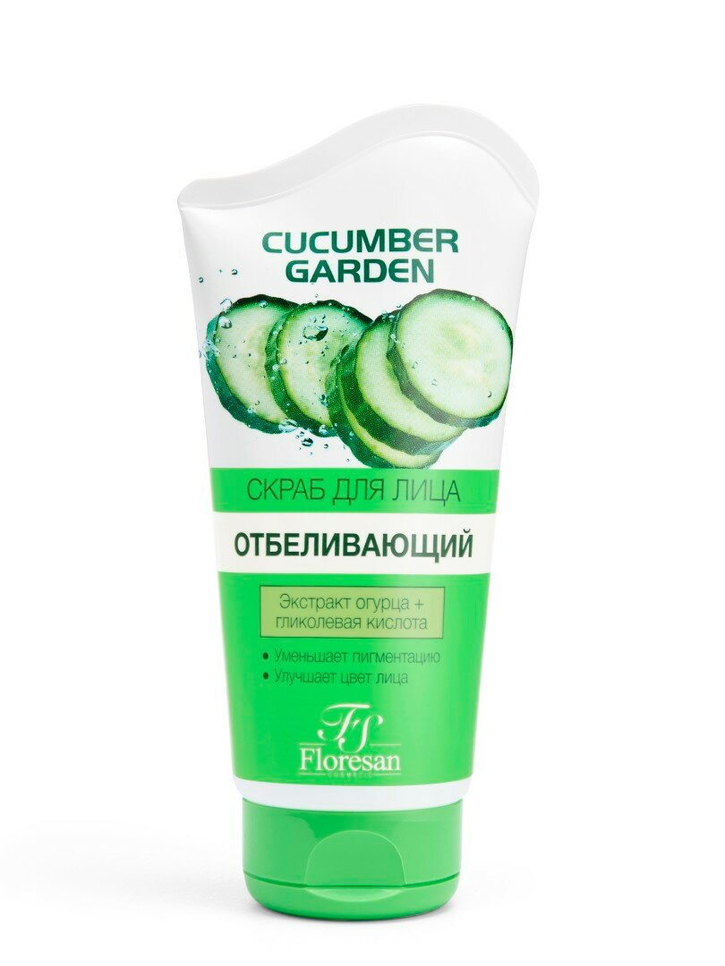 Floresan Скраб для лица Cucumber Garden , с экстрактом огурца и гликолевой кислотой,150 мл