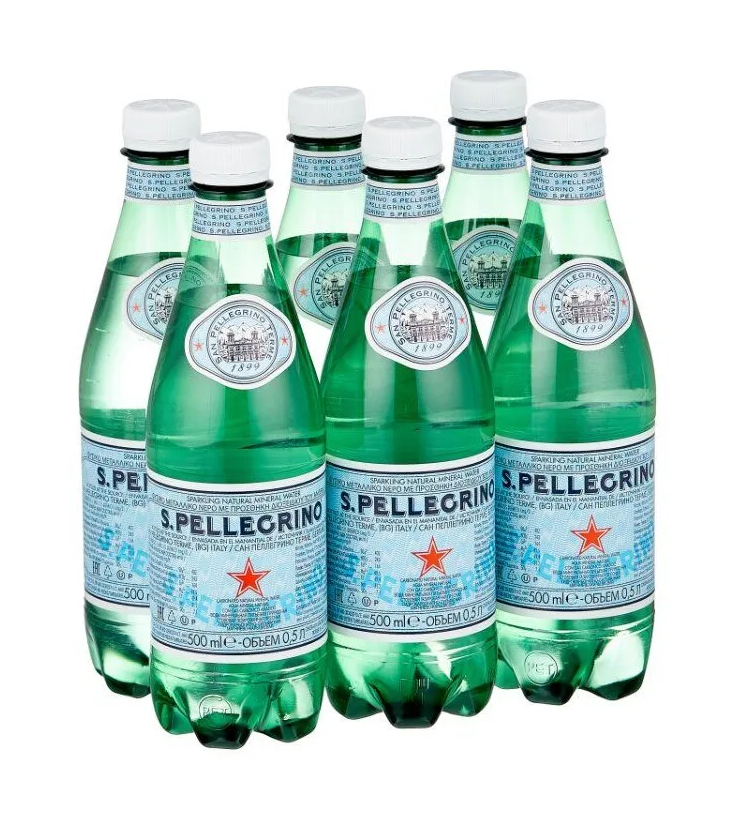 Вода минеральная San Pellegrino (Сан Пеллегрино) 6 шт. по 0.5 л, газированная, пэт