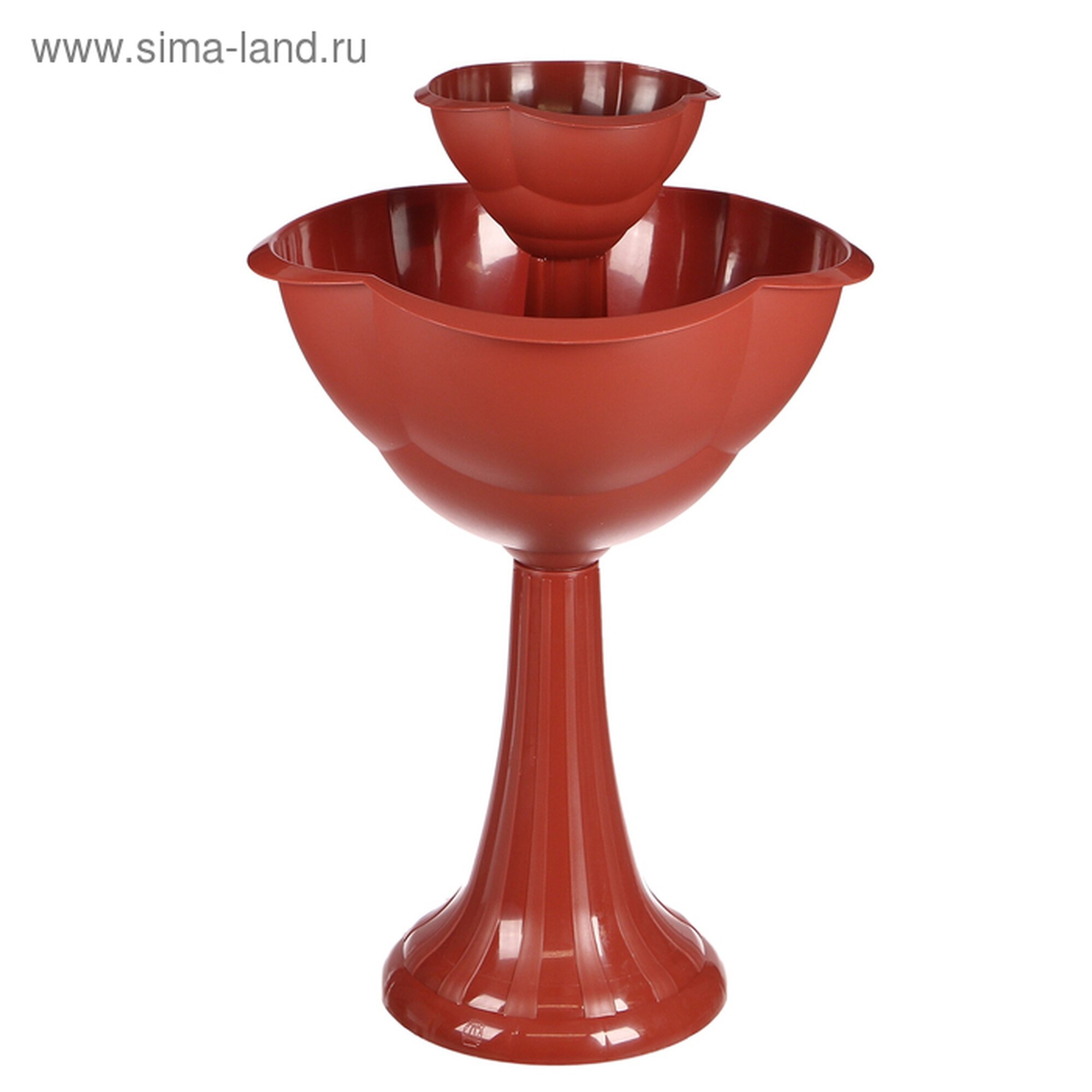 Клумба пластиковая, 2 яруса, d = 25–55 см, высота бортика 87 см, на высокой ножке, коричневая