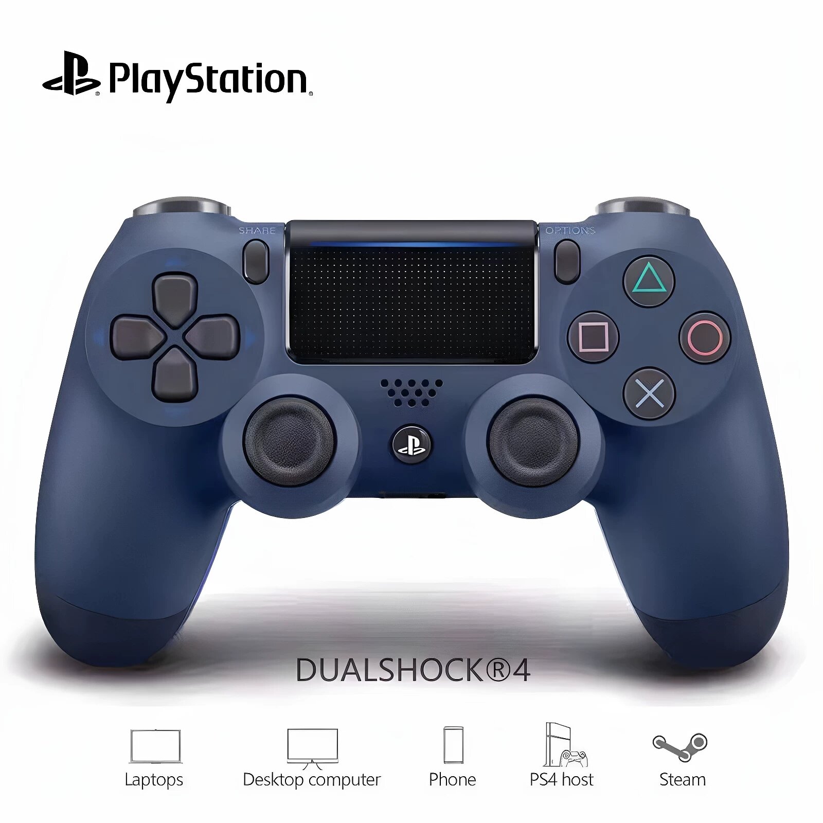 Беспроводной Bluetooth-контроллер PS4 для Android, смартфона, ПК и Steam — Ночная синяя