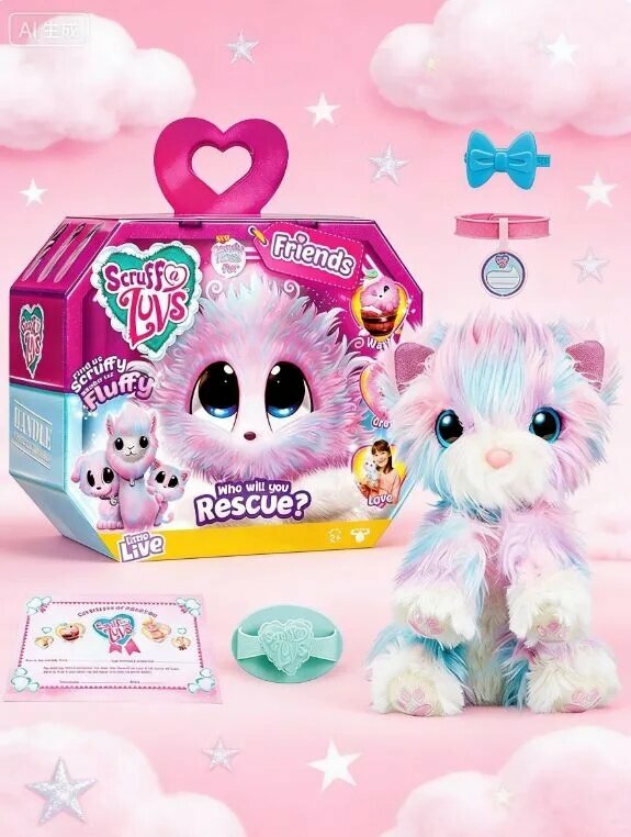 Мягкая и пушистая игрушка Scruff A Luvs Surprise для купания, кошка, собака, заяц, наполненная, для детей, фиолетового цвета.
