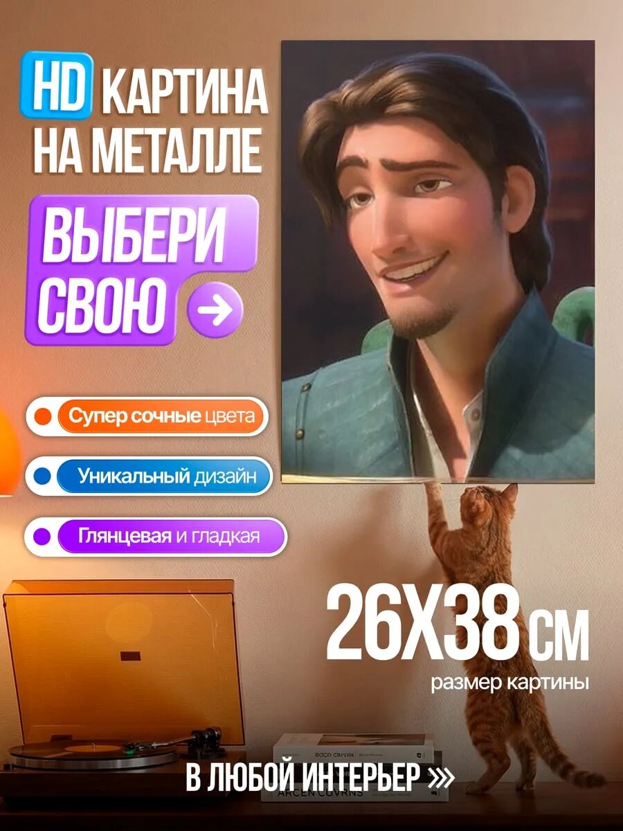 Картина на HD металле Флинн Рапунцель