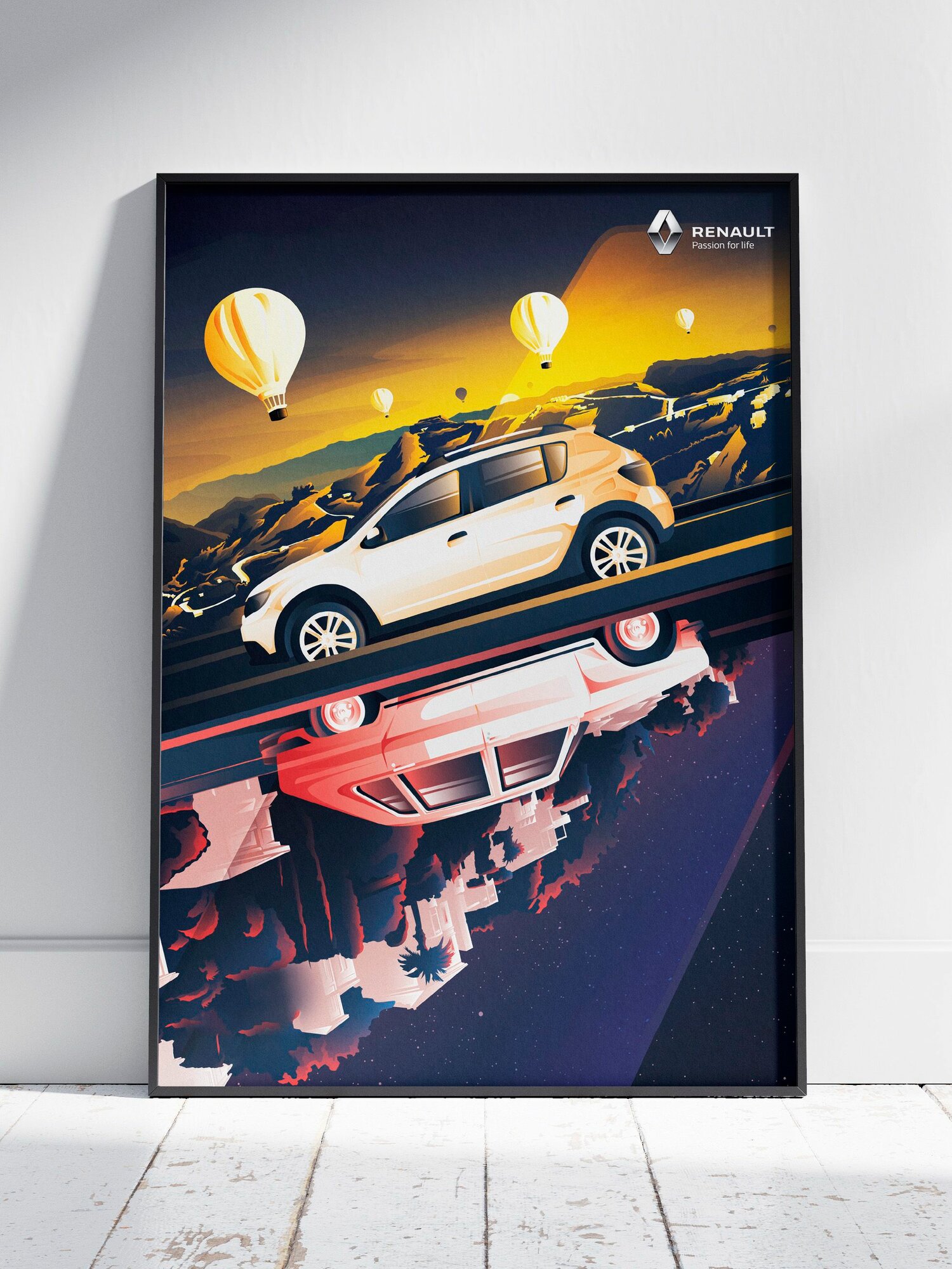 Плакат на стену для интерьера Марки Машин (Рено - Renault 1) - Постер по автопроизводителям формата A4 (21x30 см)