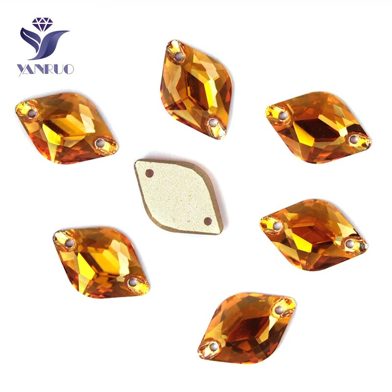 Стразы YANRUO 3211, 9x14mm, 96шт, металлик, лимоны