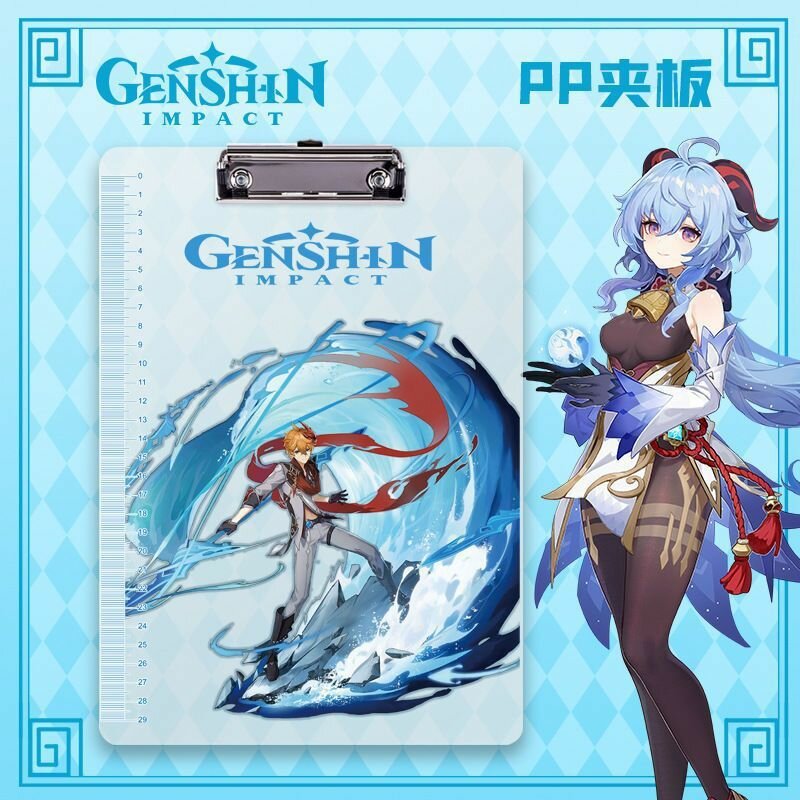 Мерчандайзинг GRSHIN по игре Genshin Impact: папка-планшет формата А4 с изображениями Сяо, Каэдэхары Казухи, Ху Тао, Райдена Сёгун, Чжунли.
