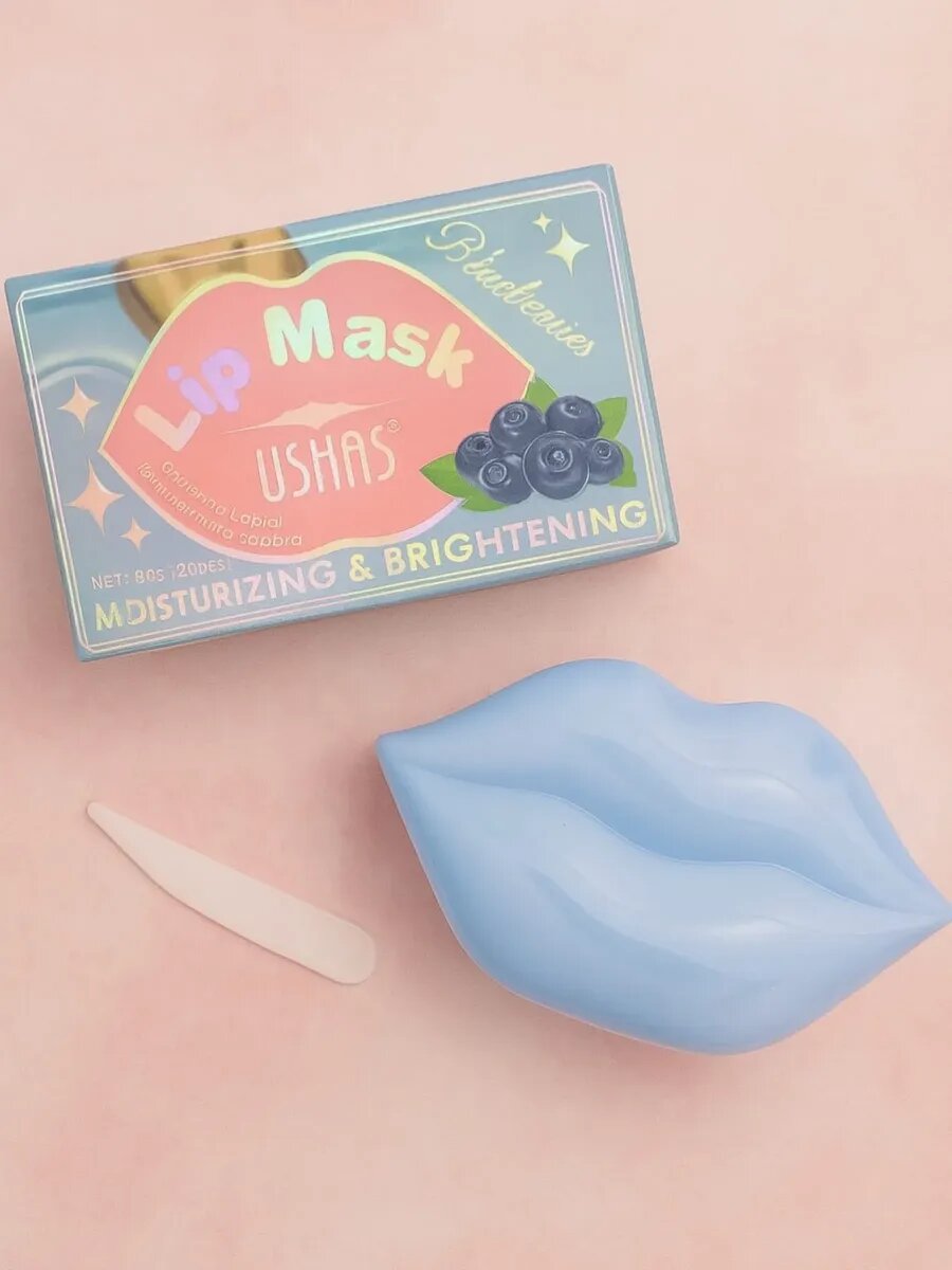 Маска для губ с черникой USHAS Lip Mask, увлажнение, восстановление, 20 штук