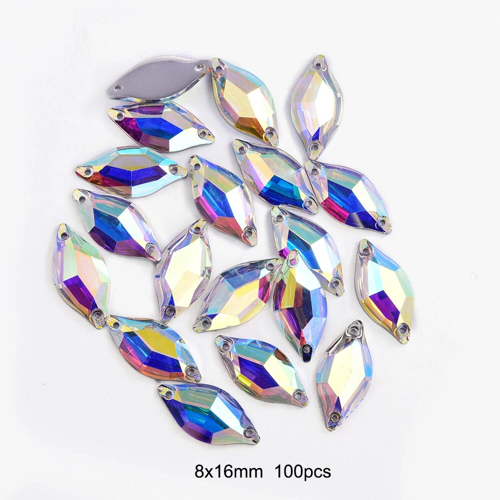 Стразы Oleeya CrystalAB 8x16mm, 100шт