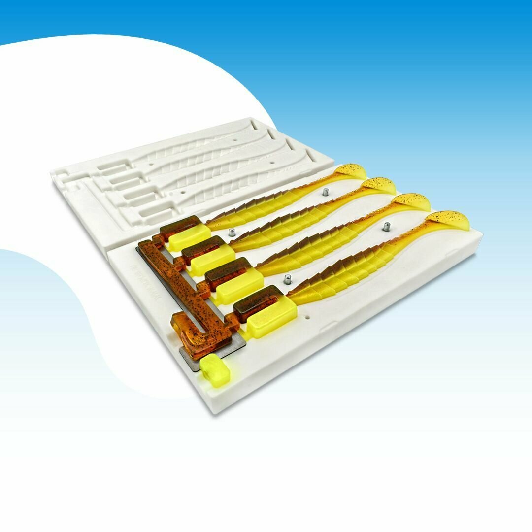 Форма для литья силиконовых приманок Чешуйчатый 6.9" 190 мм х 4 места JIG-MAKER