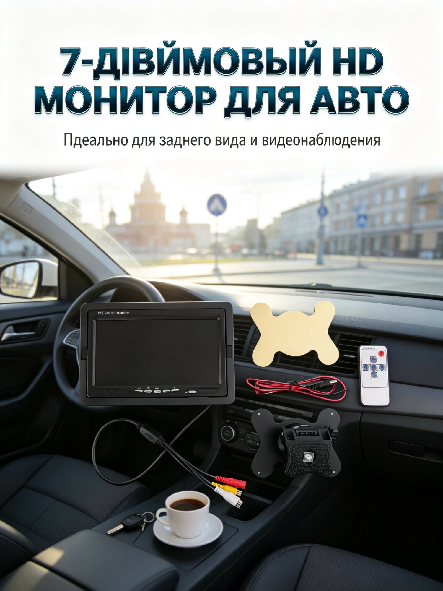 7-дюймовый автомобильный TFT LCD HD монитор 12V-24V для камеры заднего вида, совместимость с DVD VCD GPS PAL NTSC