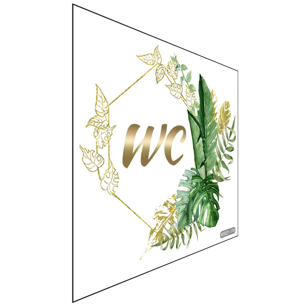 Наклейки на стену с изображением зеленого растения для туалета/ресторана, самоклеящиеся декоративные наклейки на стену.