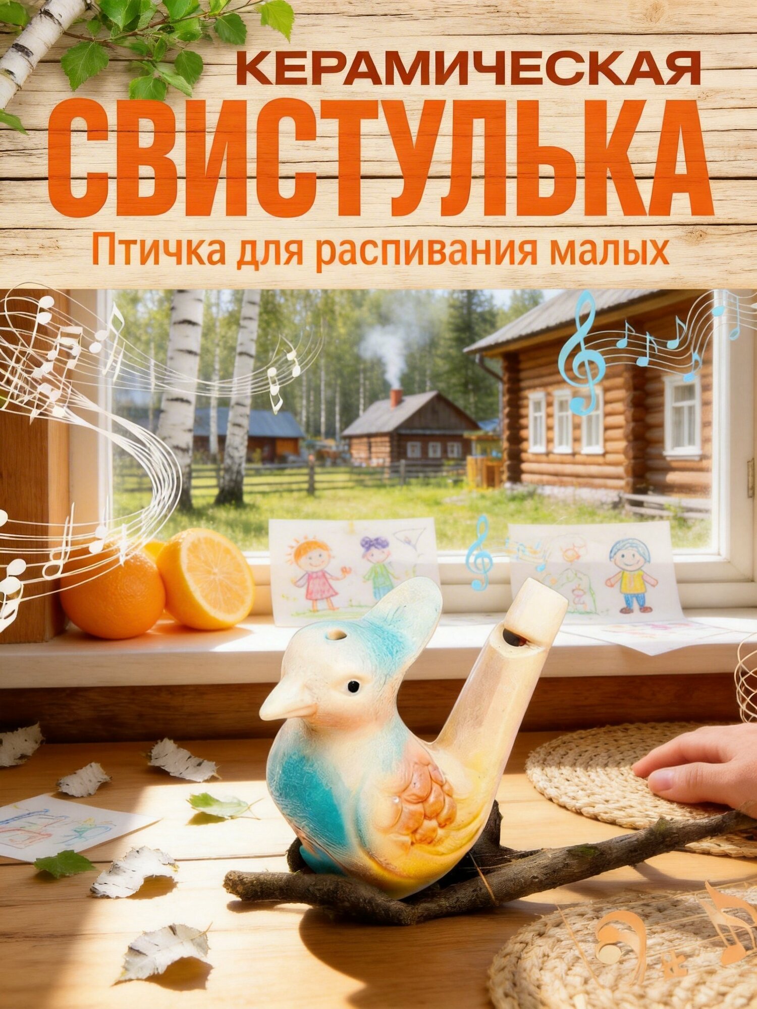 Керамическая водная свистулька-птичка с хохолком, музыкальная игрушка для малышей для развития слуха и моторики