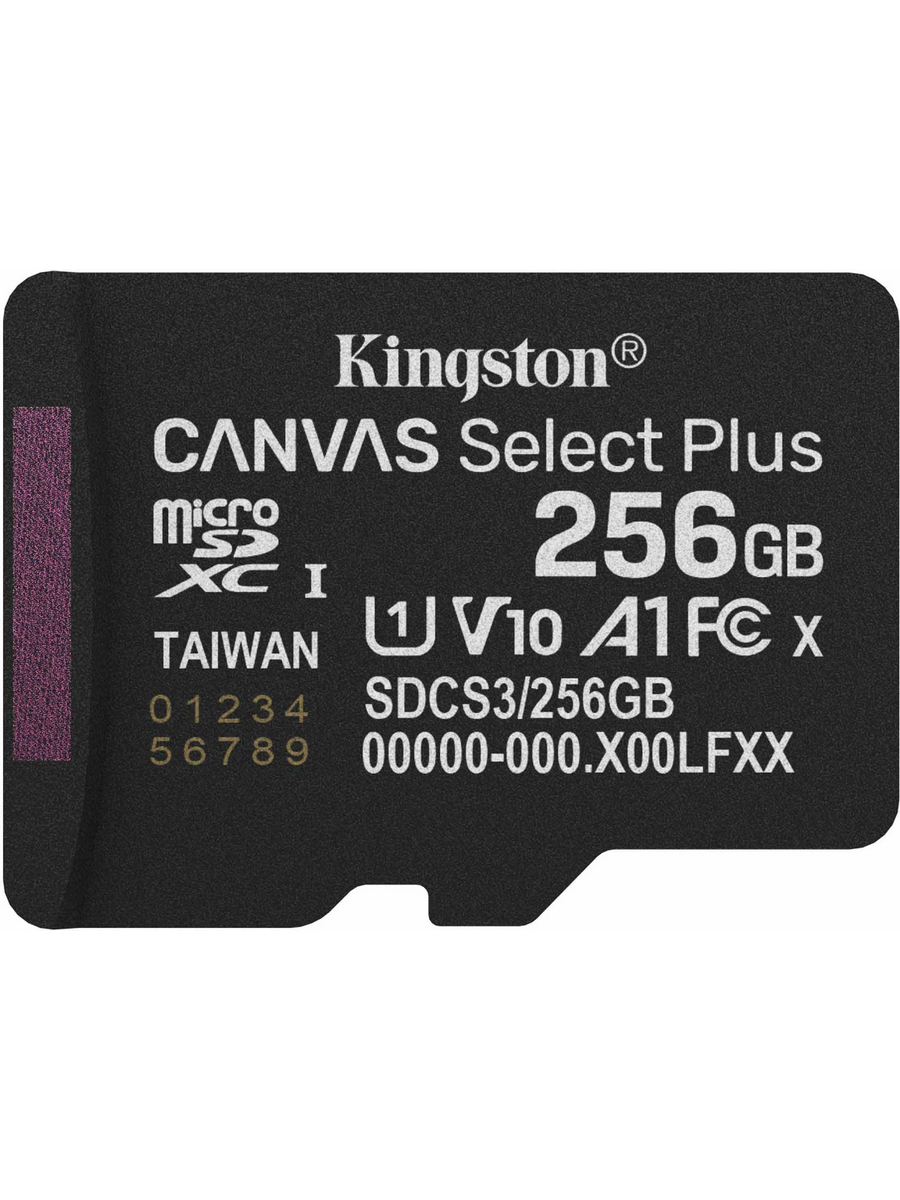 Карта памяти Kingston SDCS3/256GB microSDXC V10 A1 + SD Adapter 256 Гб Черный microSDXC