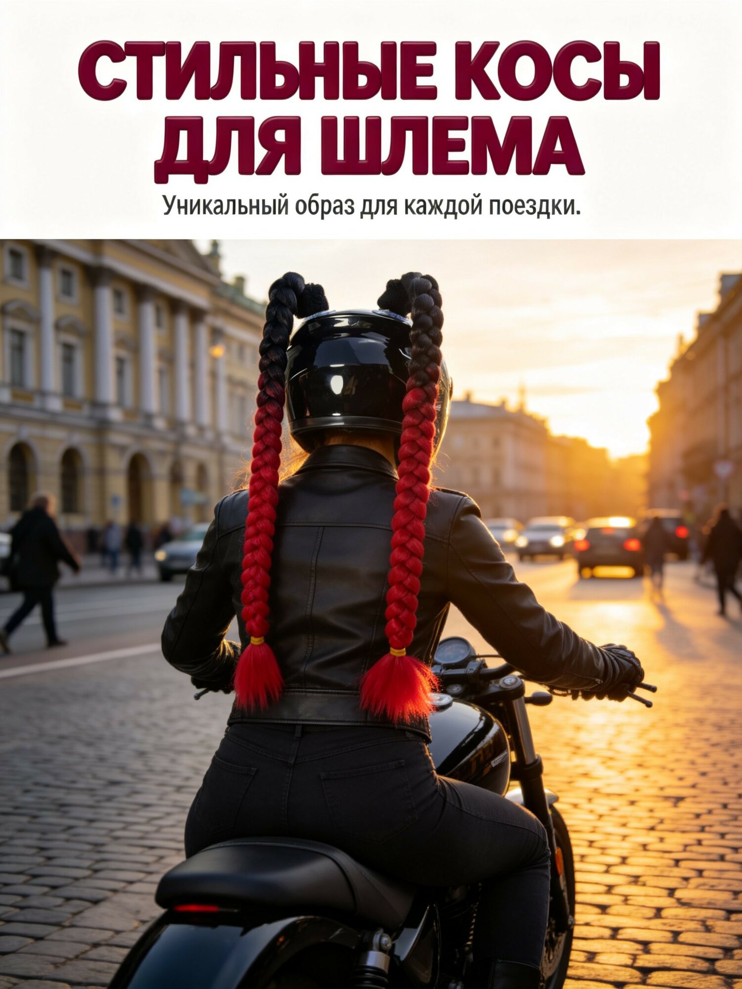 2 шт. женский парик с присоской для мотошлема, декоративные косички для мотоциклистов