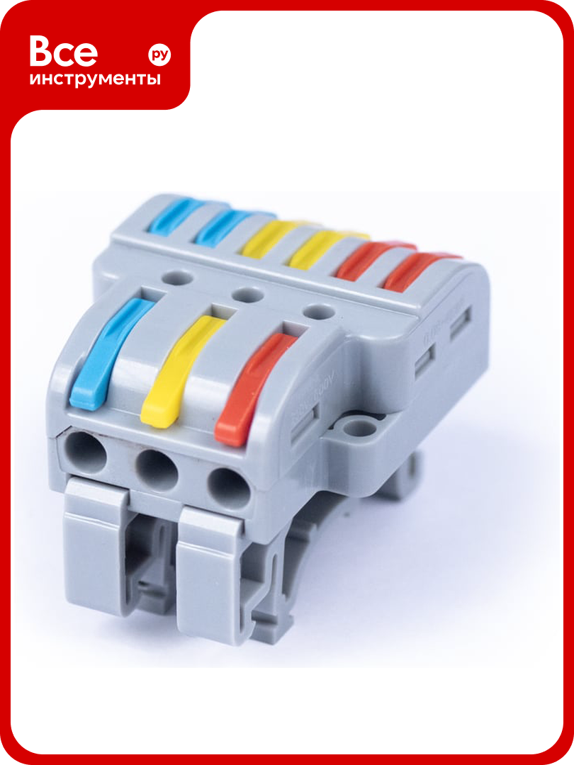 Клемма соединительная универсальная проходная Cabeus 3-6 полюса, с рычагом, на DIN-рейку 0,08-2,5/4,0 MX-633D