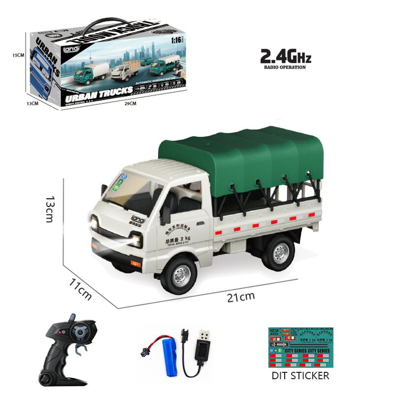 Радиоуправляемый грузовик RC Cars 1/16 Scale 2.4G Mini Cargo Truck с подсветкой, управляемый дистанционно, для дрифта и гонок, электрическая модель автомобиля, игрушка, подарок для детей.