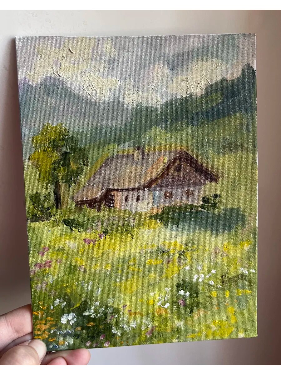 Картина Летний пейзаж с домиком