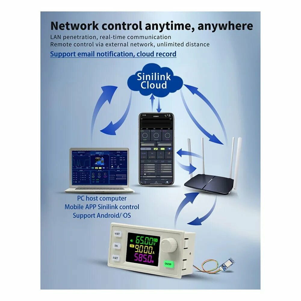 Новый XY6509X ЧПУ регулируемый источник питания постоянного тока с постоянным напряжением и поддержанием тока 65 В 9 А 585 Вт понижающий модуль