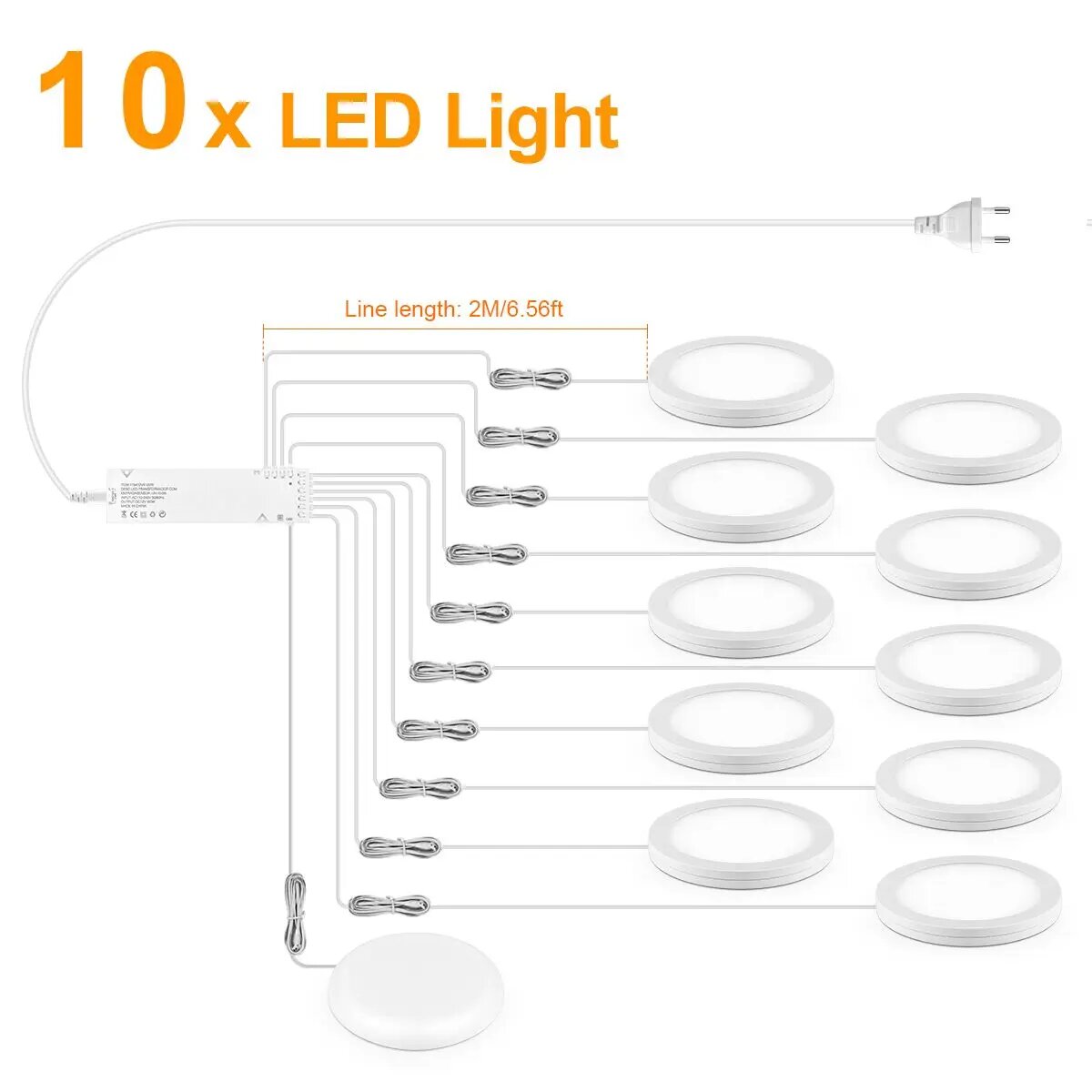 1-6 штук ультратонкий светодиодный потолочный панельный свет 5Вт 12В регулируемый свет с сенсорным управлением для подсветки гардеробов, витринных полок, шкафов, стен