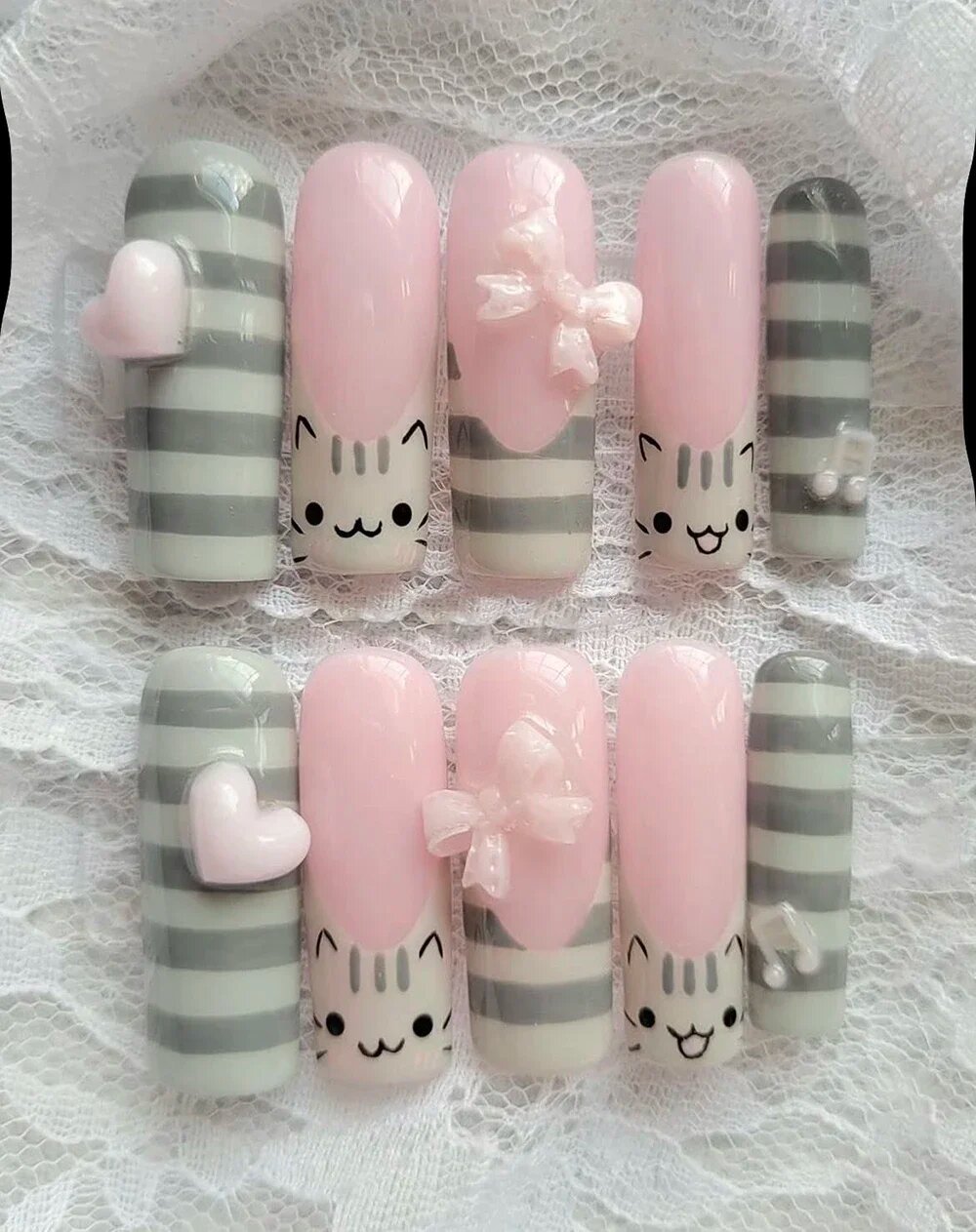Наклейки на ногти MINISO Sweet Lovely 3D, розовый, S-15-11-12-11-9, цвет 2