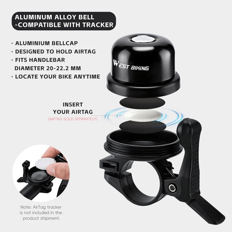 Велосипедный звонок West Biking Aluminum Black