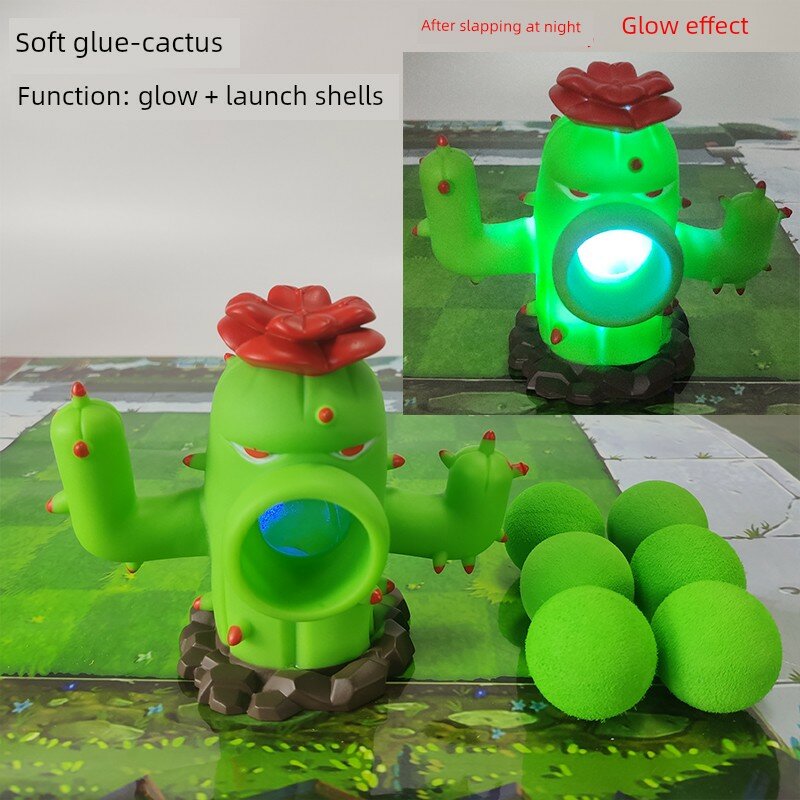 Игрушка Plants vs. Zombies: электрический бластер-кактус из мягкой резины, перезаряжаемый, большой размер, светящийся,