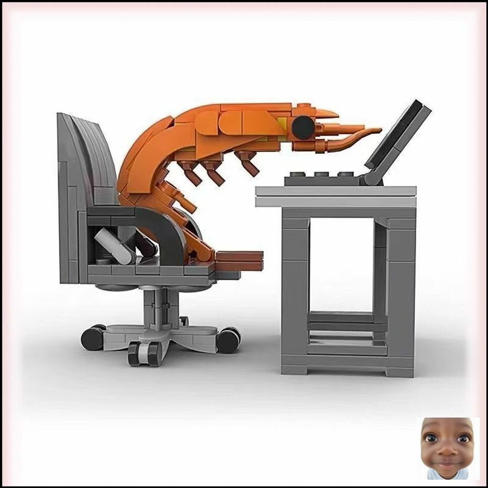 Пластиковый 3D-конструктор Креветка-мем , мини-кубики, развивающая головоломка для взрослых и детей, 100 деталей (Идеальный подарок)
