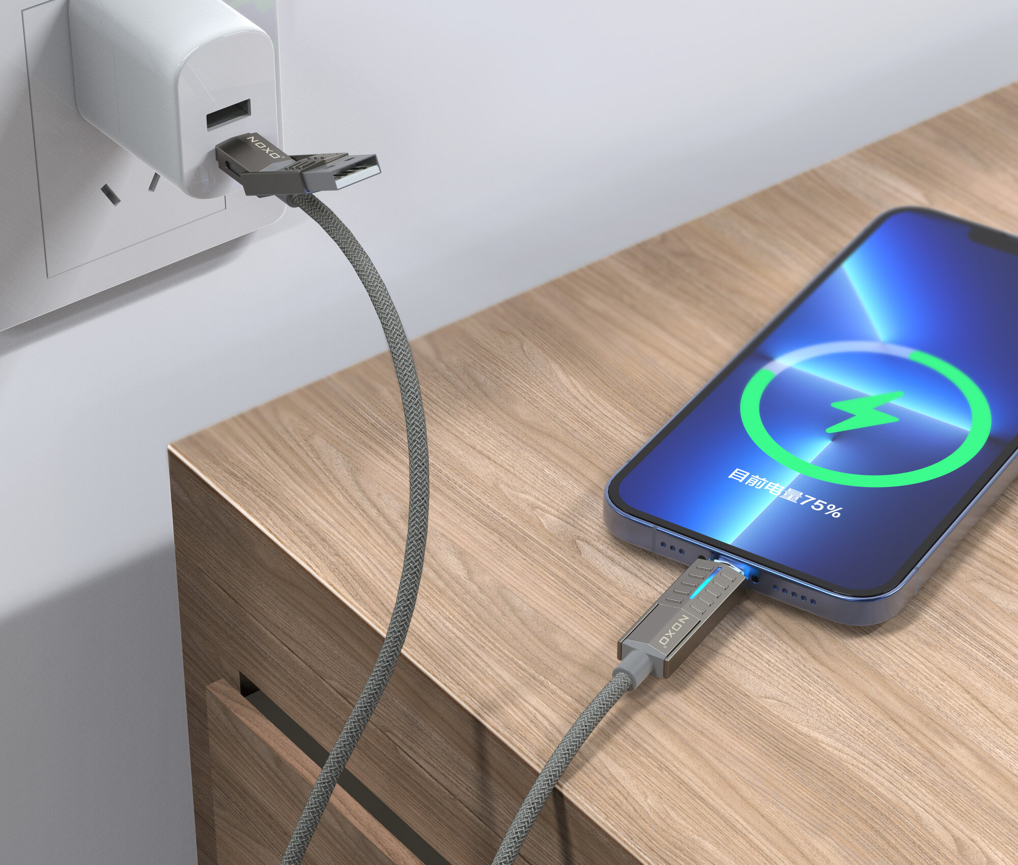 Кабель NOXO, быстрая зарядка, мультикабель 4 в 1, USB Type-A, Type-C, lightning — фото 1