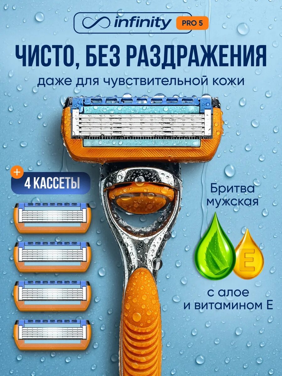 Набор для бритья мужской INFINITY PRO 5 станок с 5 сменными кассетами
