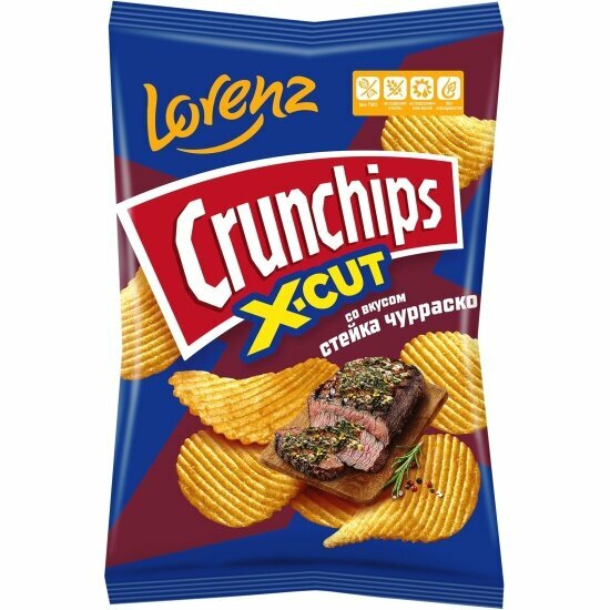 Картофельные чипсы Lorenz Crunchips. X-Cut со вкусом стейка чурраско 130 г