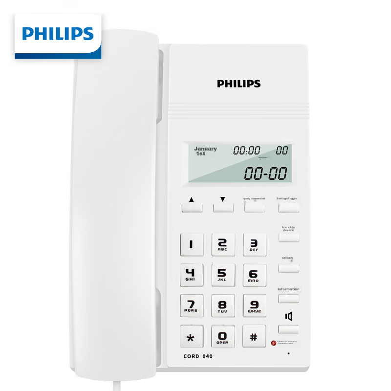 PHILIPS проводной стационарный телефон для дома и офиса с беспроводным звонком и дисплеем вызывающего абонента, белый