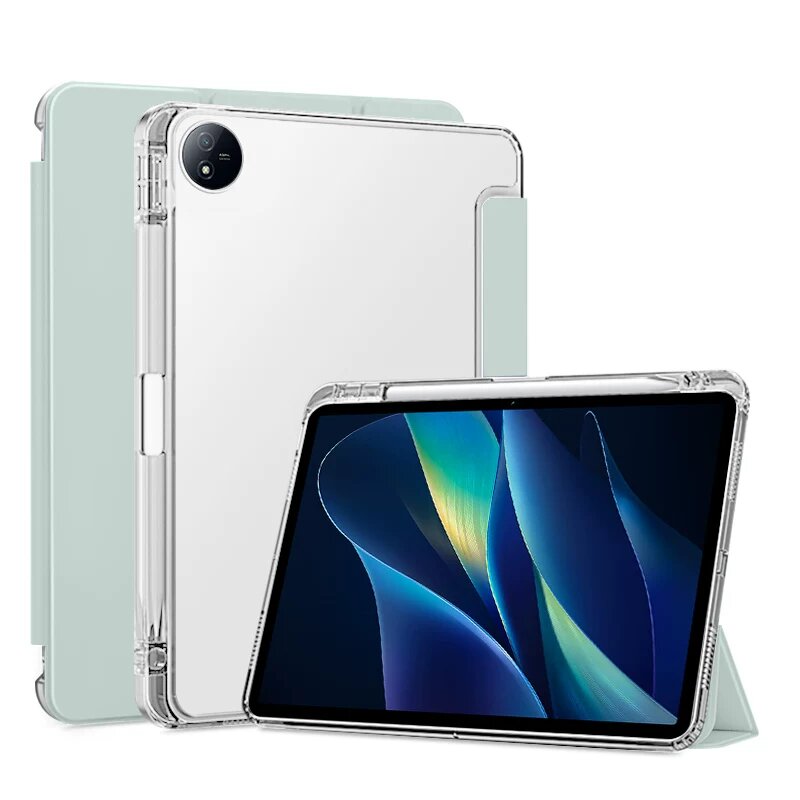 Vivo Pad2 12,1-дюймовый чехол с тройной подставкой, отсеком для ручки и брендовым закаленным стеклом в нежно-зеленом