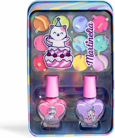 Набор декоративной косметики Martinelia Yummy Eyes & Nails Tin Box, для детей 3+, унисекс, 12 оттенков теней для век, 2 лака для ногтей, металлическая коробка