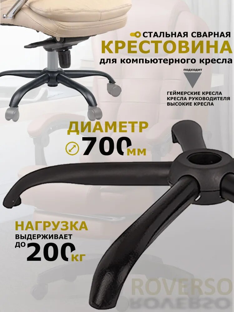 Крестовина (пятилучие) для кресла металл черная 700мм