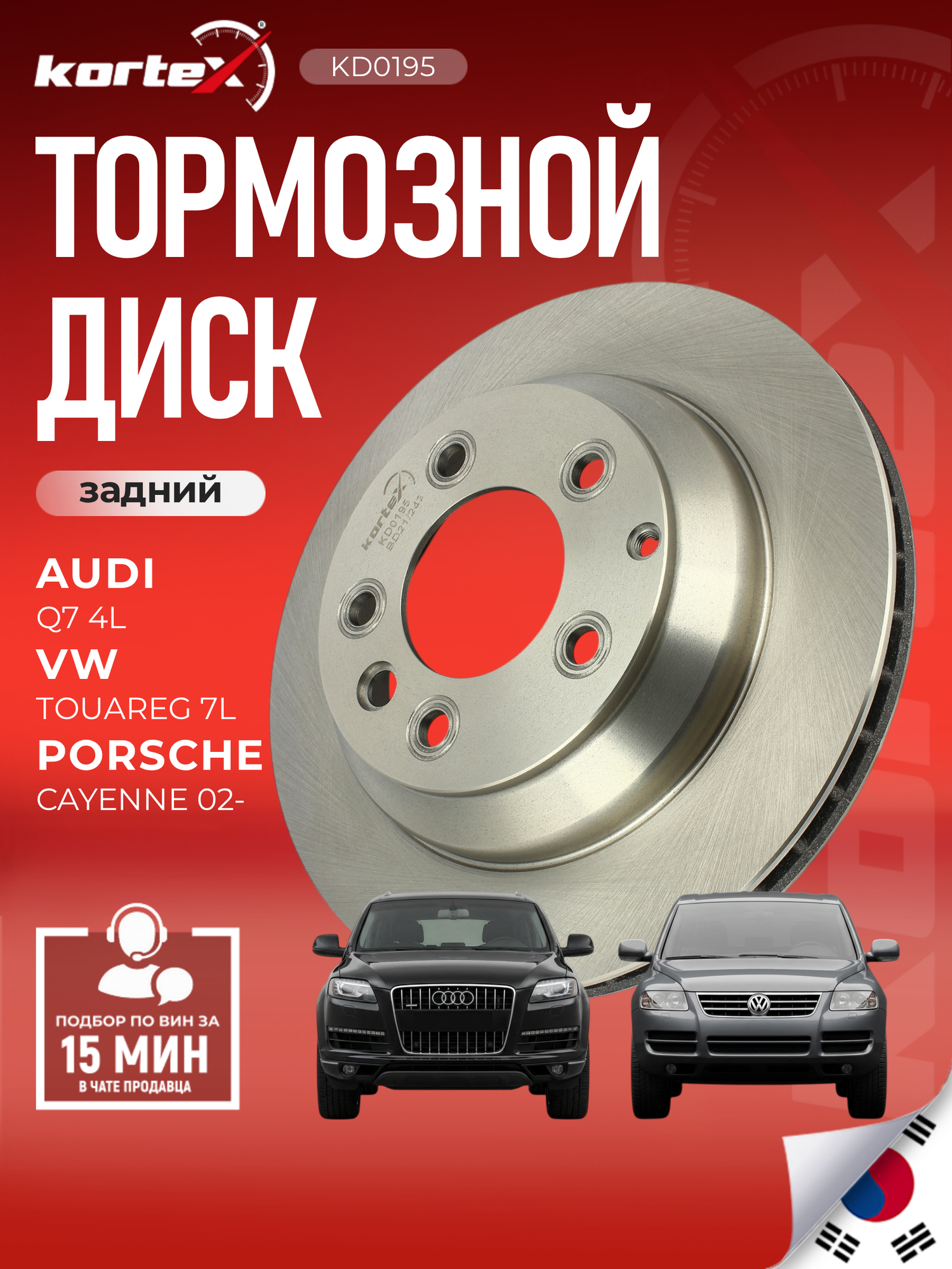 Тормозной диск задний левый/правый Audi Q7, Porsche Cayenne, VW Touareg OEM DF4487S, 7L8615601C, 7L8615601G