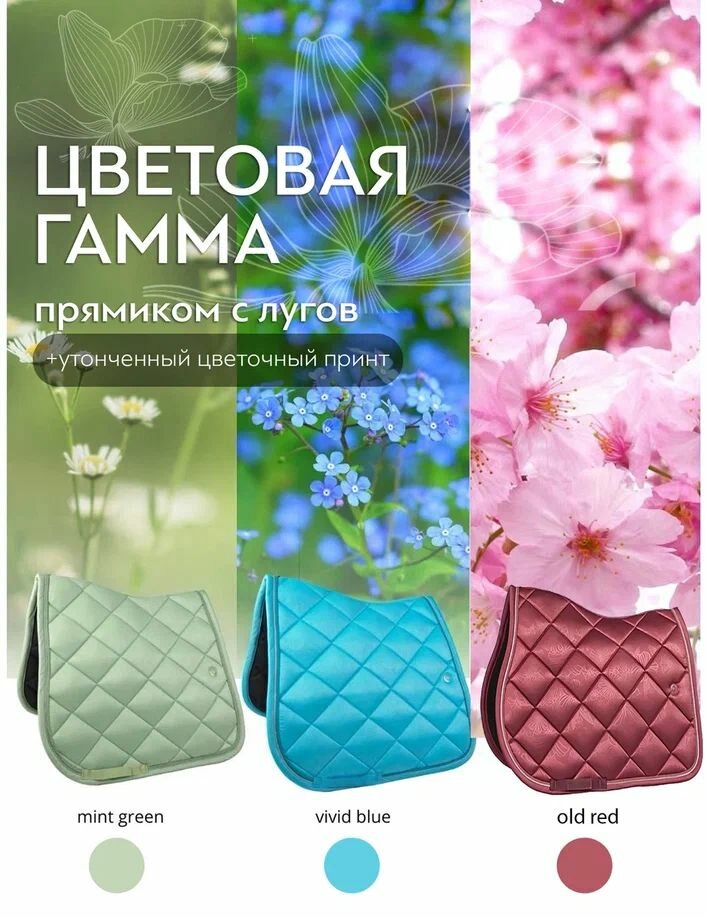 Вальтрап конкурный для лошади LAMI-CELL FLORAL цвет голубой