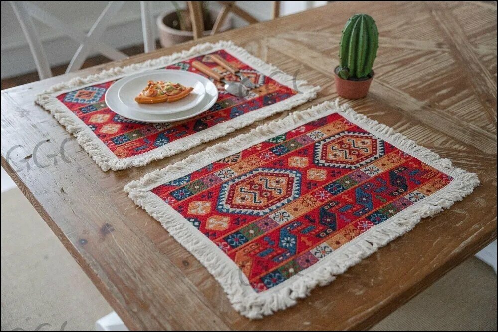 Стильная сервировочная салфетка 30x45 см из полиэстера и хлопка