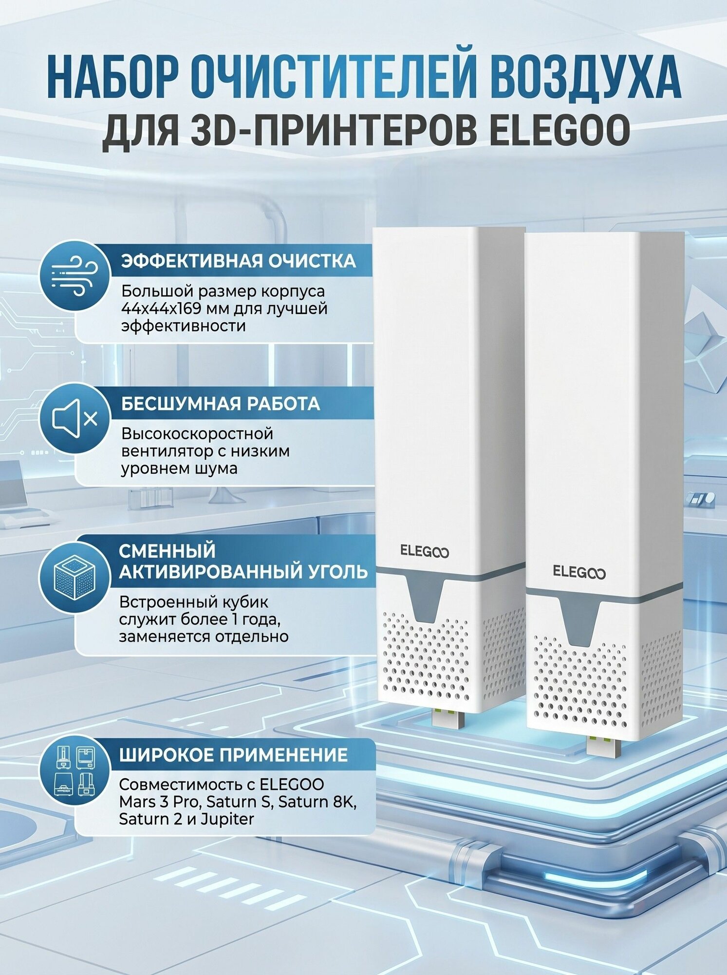ELEGOO набор очистителей воздуха для 3D-принтеров 1 шт.