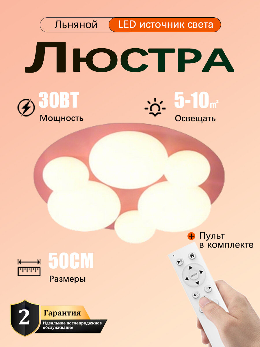 Детский потолочный светильник «Шарики» розовый | LED свет | Для детской комнаты