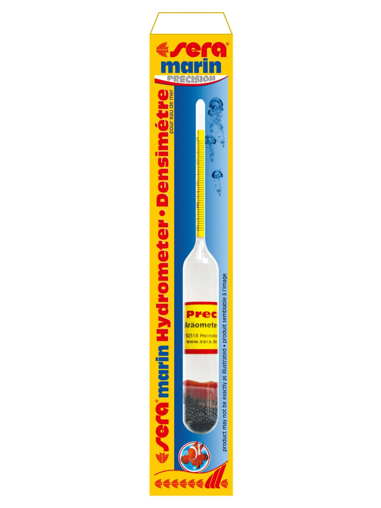 Измеритель плотности солености морской воды Sera Marin Hydrometer, гидрометр. Ареометр для морских аквариумов.