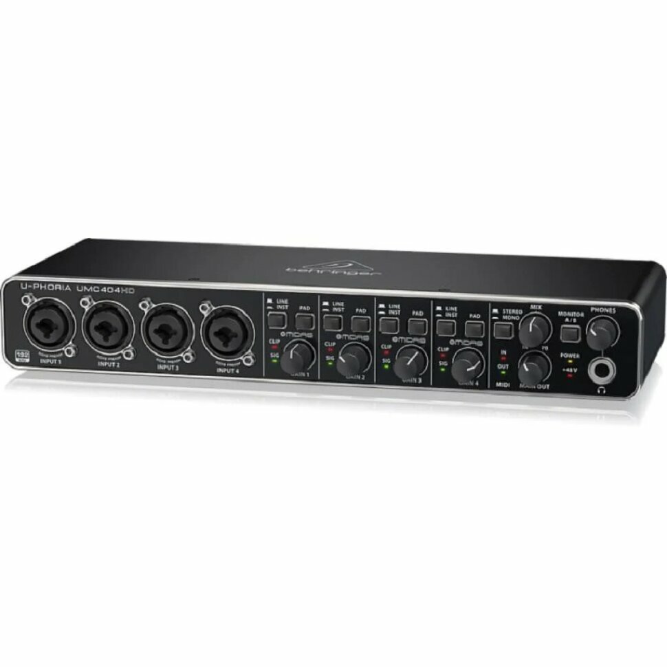 Аудиоинтерфейс Behringer UMC404HD, внешний, MIDI, USB 2.0, 4 вх/4 вых, 1899913