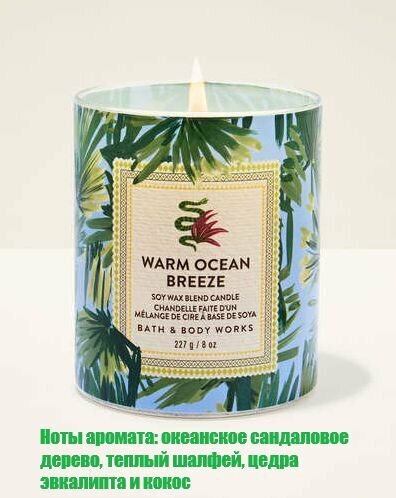 Bath And Body Works ароматическая свеча с 1 фитилем Warm Ocean Breeze (227грамм)