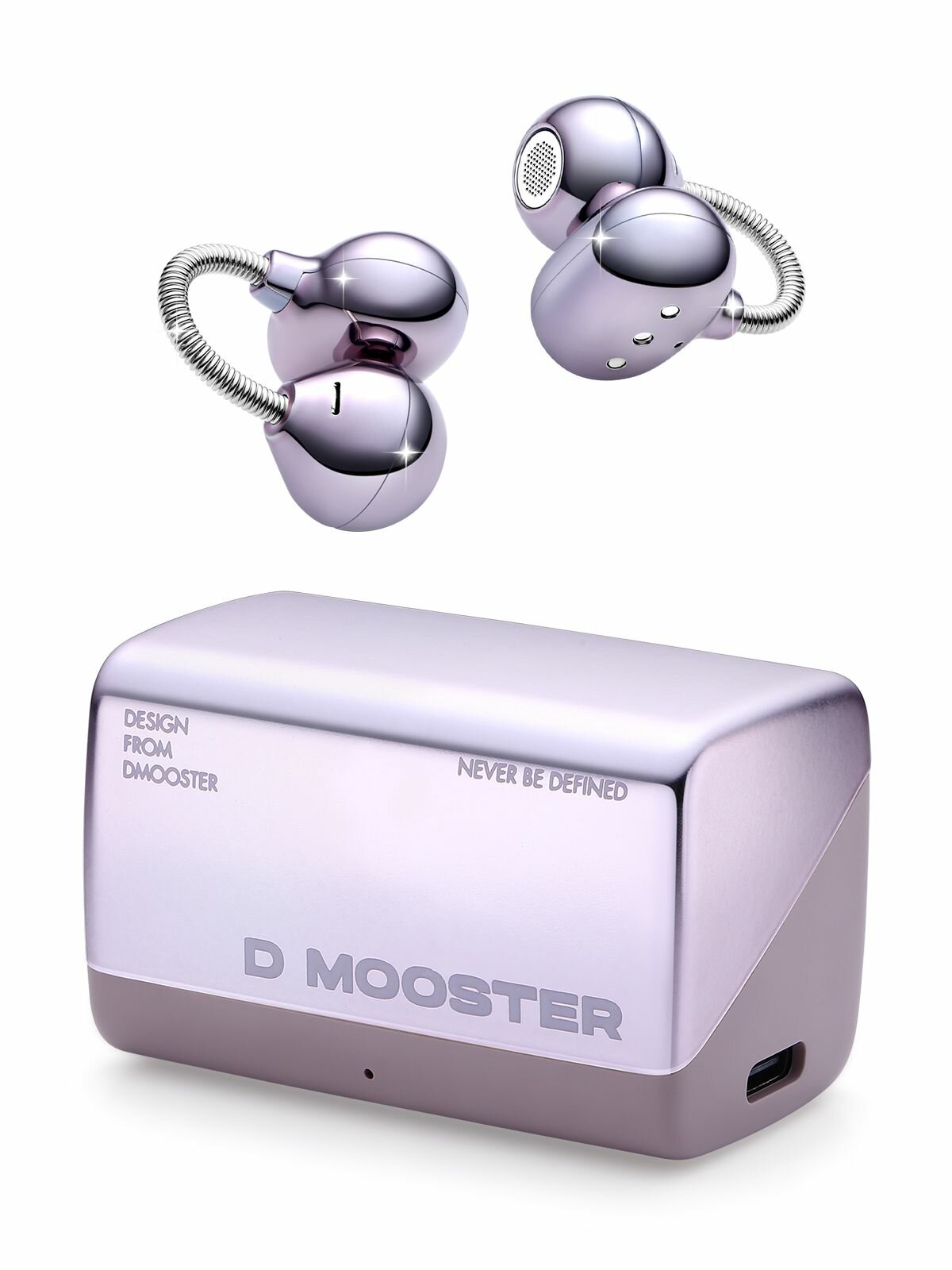 D MOOSTER Наушники беспроводные с микрофоном, Bluetooth, USB Type-C, серебристый