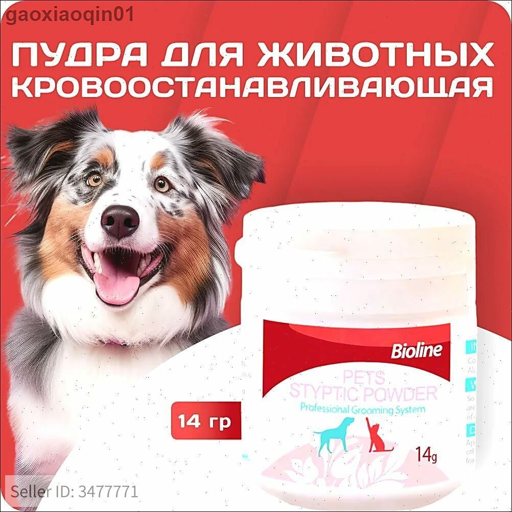 Кровоостанавливающая пудра для собак и кошек BIOLINE применяется для остановки крови при излишней обрезке когтей, 14 гр для остановки крови после стрижки когтей кровоостанавливающая для животных 14 грамм