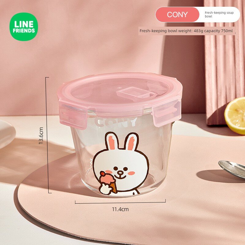 LINE FRIENDS Cone круглая миска для супа 750 мл с микроволновой безопасностью из стекла для повседневного питания