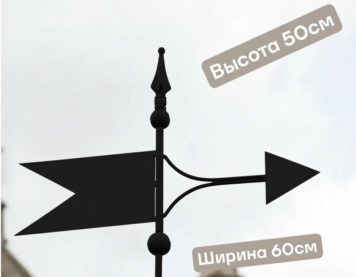 Флюгер кованый на крышу цвет черный