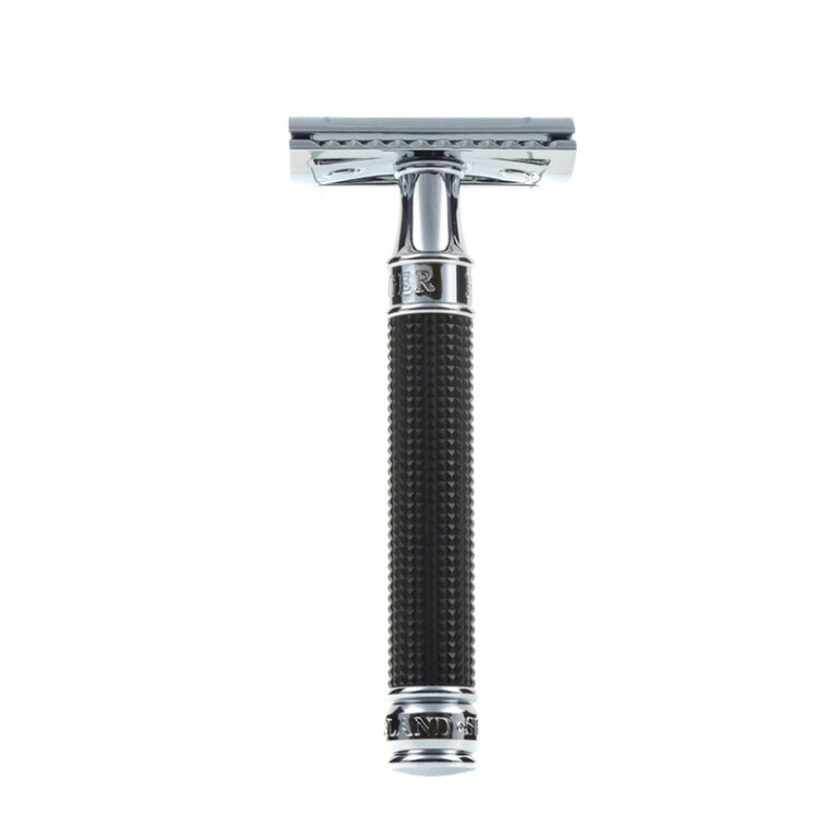 EDWIN JAGGER Safety Razor Black Resin Chrome Бритвенный станок Великобритания 1 шт