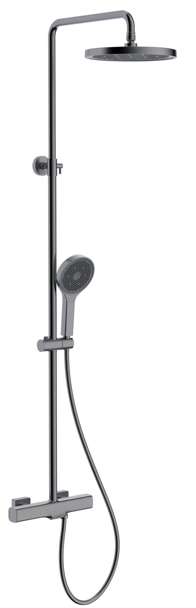 Душевая стойка с термостатом Gappo G2YU49UX5-CC79XG, оружейная сталь