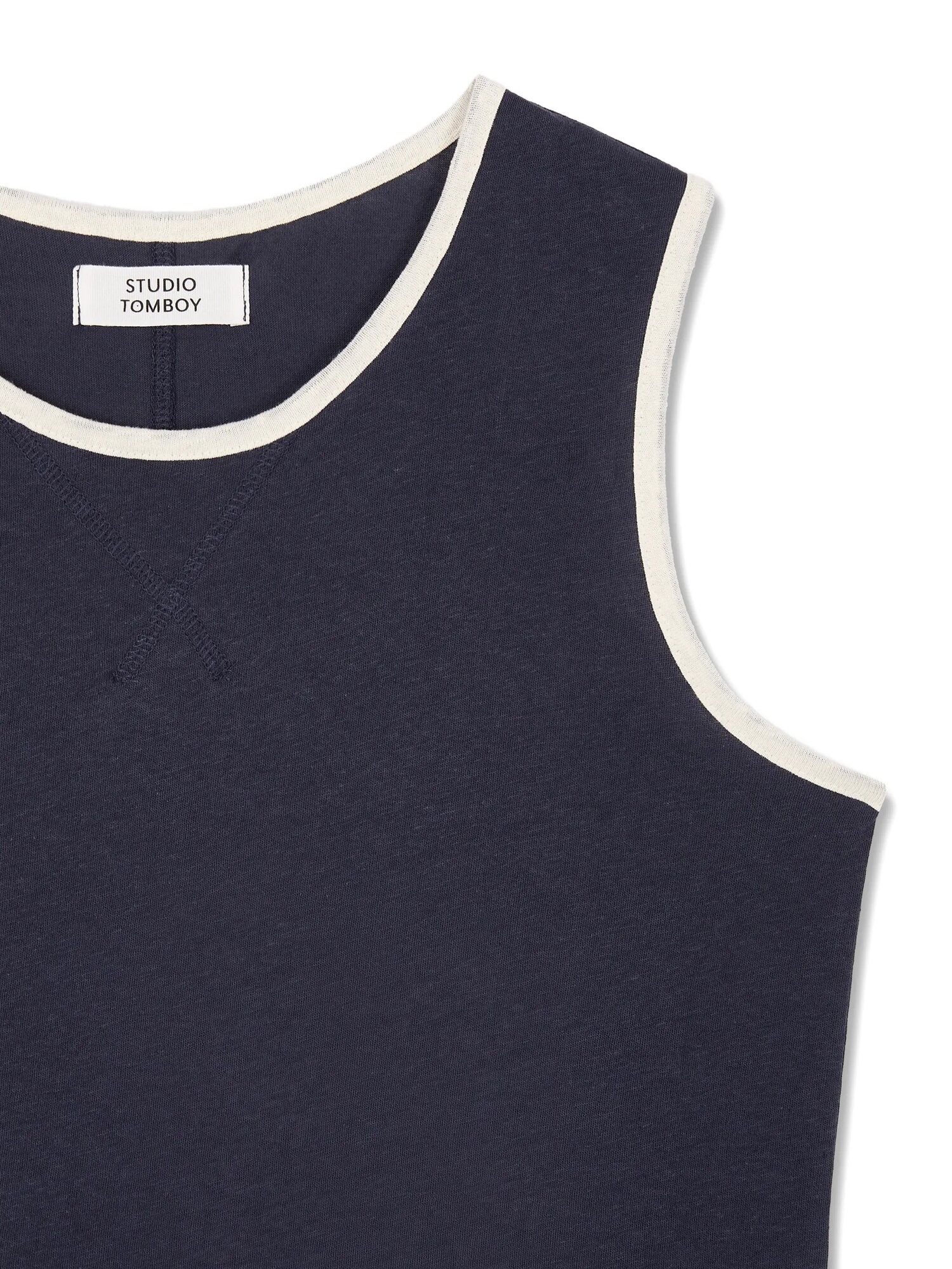 Топ STUDIO TOMBOY Contrast-trim side-tie top, размер OneSize, синий — фото 1