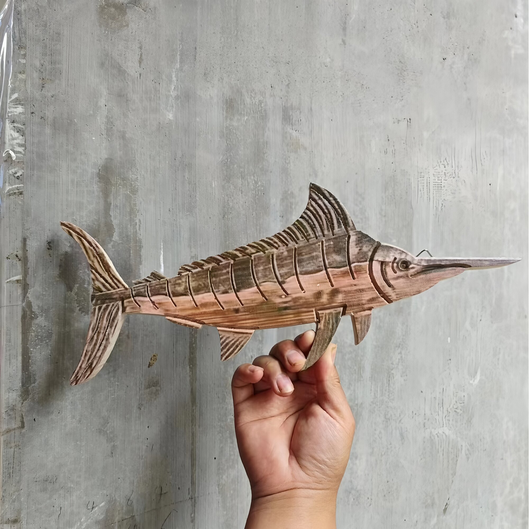 Деревянные декоративные статуи морской рыбы, фигурка кита, орнамент, деревенское украшение, настенные подвесные