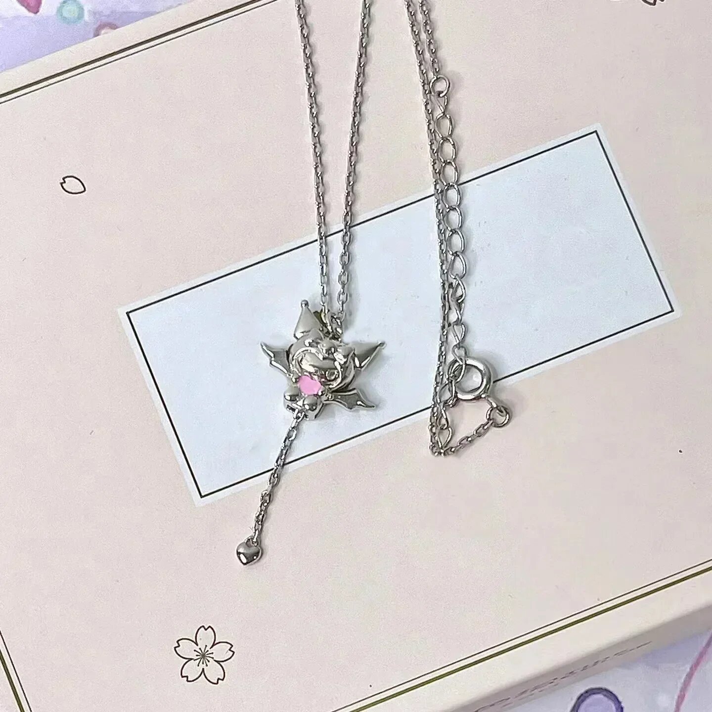 Колье Sanrio Hello Kittys, колье My Melody Kuromi из аниме, колье из сплава серебра, цепочка на ключицу с подвеской, женское ювелирное украшение.
